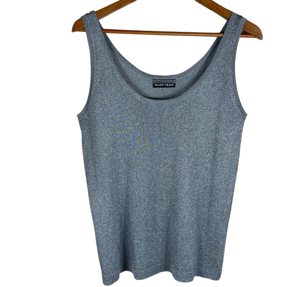 Ellen Tracy | Tops | Ellen Tracy Metallic Shiny Silver Tank Top No Size ...